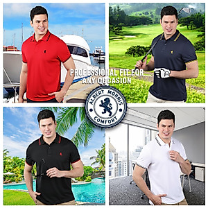 Albert Morris Mens Striped Short Sleeve Polo Shirts 4 Pack (American Classics, Medium)