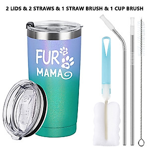 Cpskup Gifts for Mom, Fur Mama Stainless Steel Travel Tumbler, Mom Gifts for Mama Mom New Mom Mother Mommy Women Christmas Birthday Mother's Day, Insulated Travel Tumbler with 2 Lids (20 oz, Gradient)