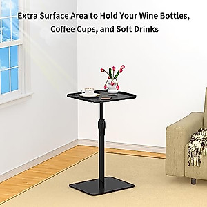 18" to 29.5" Height Adjustable End Table, Modern Metal Nightstand Furniture for Living Room Bedroom Dorm Office, Place Drinks, Snacks, Books, Meals, Plates, Remotes, Magazines, Phones on The Top