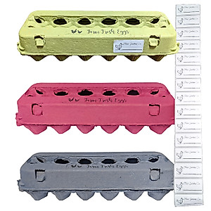 Narrow Gate 15PCS Egg Cartons - Multi Colored Eggs Carton for Fresh Farm Chicken Eggs - Reusable Paper Cardboard 12-Count Egg Holder - Bulk Chicken or Duck Egg Box (Green/Pink/Blue)