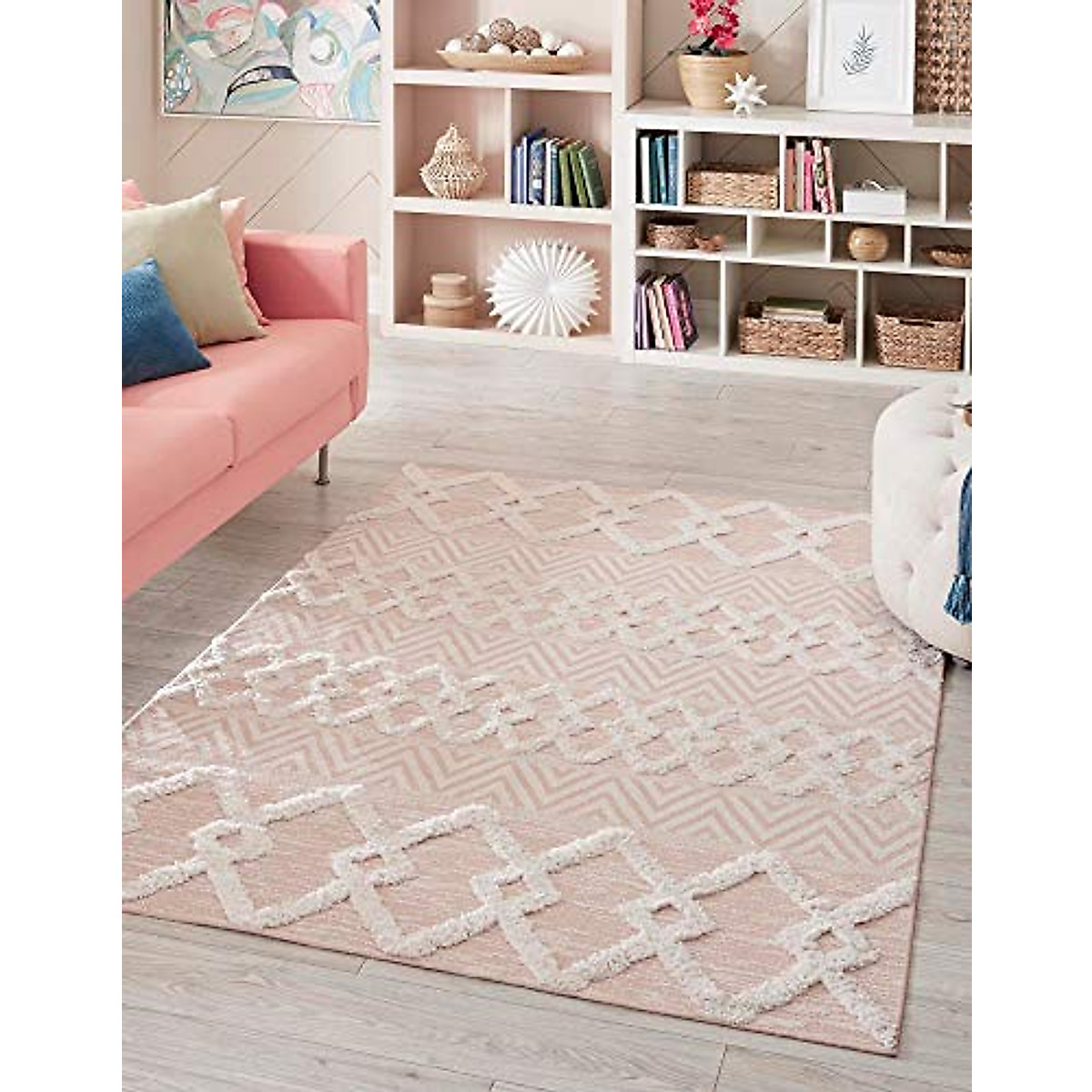 Rugs.com Sabrina Soto Casa Collection Rug – Pink High Rug Perfect for Bedrooms,Dining Rooms,Living Rooms,5' 3 x 8'