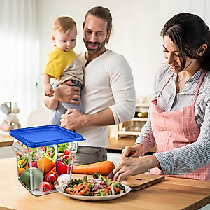 Suclain 8 Pcs Restaurant Food Storage Containers with Lids Set 4qt and 6qt Square Clear Commercial Containers with Scales Handles for Home Marinating Meat Proof Dough Kitchen Food Storage(Blue)