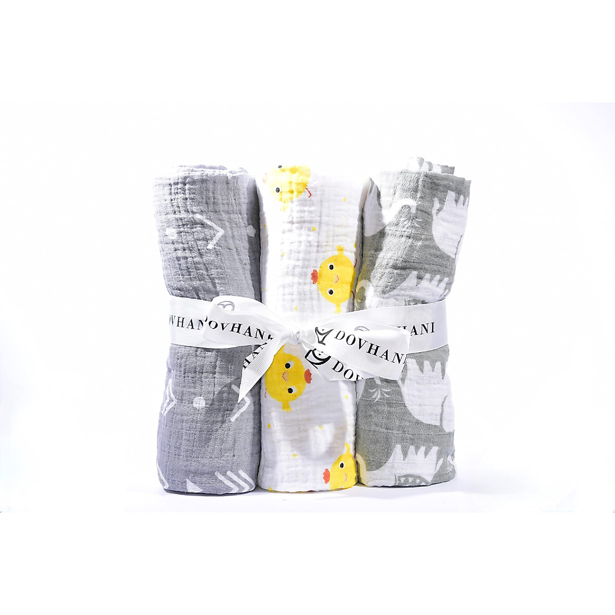 Muslin Baby Swaddle 3-Pack 100% Cotton. Soft & Breathable for Girl/Boy/Unisex