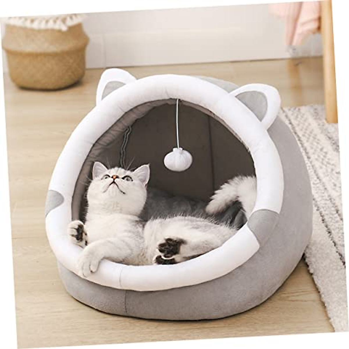 Ipetboom 1pc Cave Semi-Closed Semi Cozy and Cold Mat Toy Comfortable Warming Supplies Dogs Semi-Enclosed Nest Thickened Sleeping Winter Kitten Tent Removable House Cushion Kittens Cats Dog