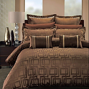 Royal Hotel Bedding 7PC- King/Cal-King Janet Jacquard Duvet Cover Set
