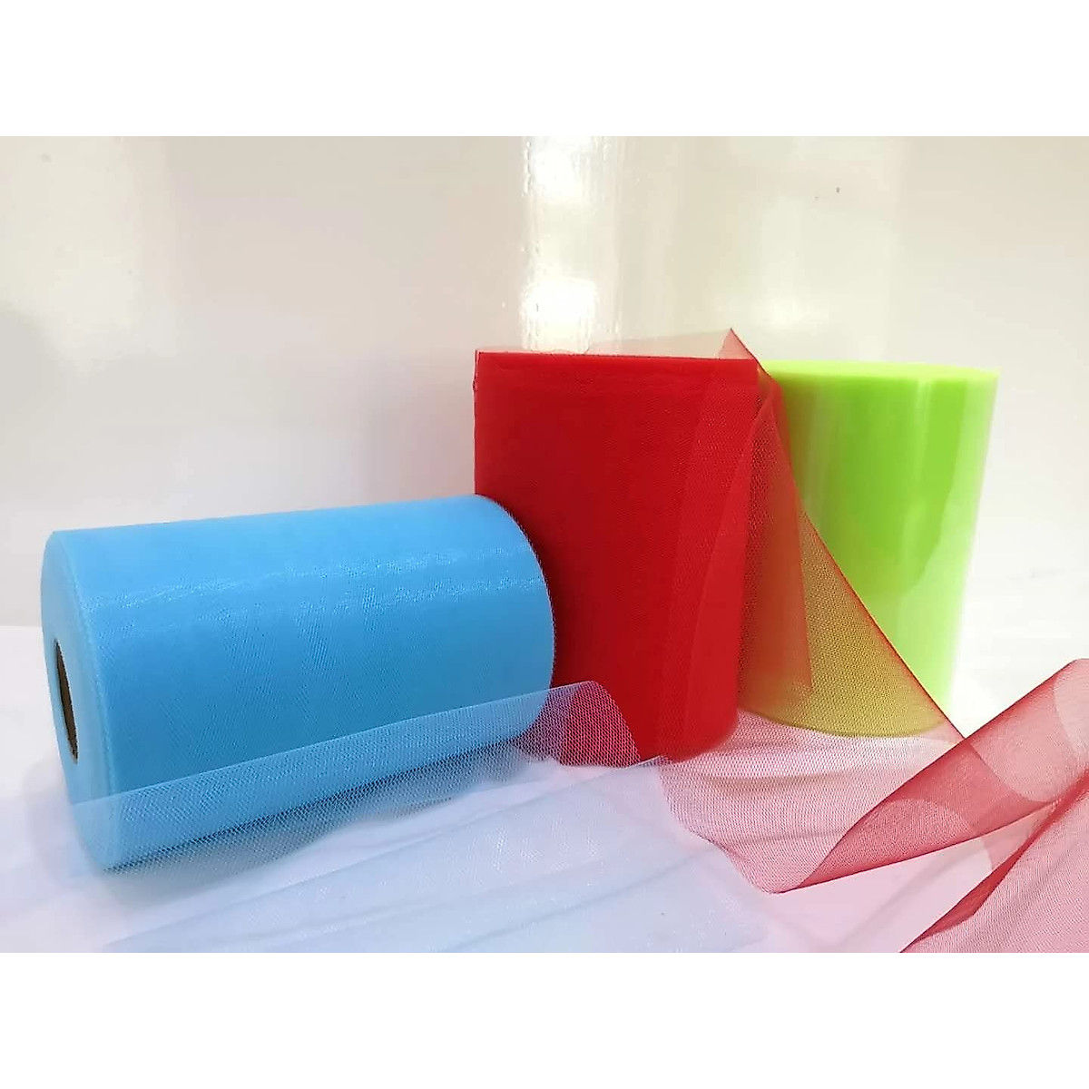 1PCS 6 Inch x 100 Yards Tulle Fabric Sheer Roll Spool Ribbon for Sewing Crafting Tutu Skirt DIY Baby Shower Decorations Wedding Birthday Party Supplies