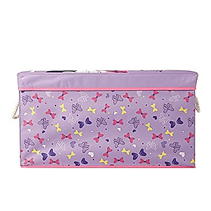 Disney Minnie Mouse Collapsible Toy Storage Bench and Ottoman – Durable and Functional, 14.5" H x 14.5" D x 25" L, Perfect for Kids' Rooms