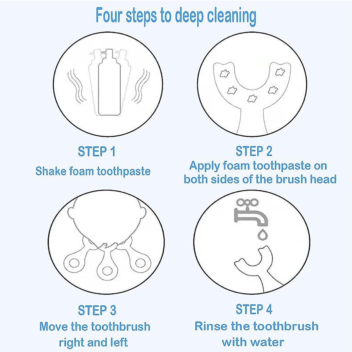 owno 2 Pack U- Shaped Toothbrush, 360°Oral Cleaning Design for Children Oral Care, Food-Grade Soft Silicone Brush Head with Compact, Soft Bristles(Blue + Pink)(6-12ages)