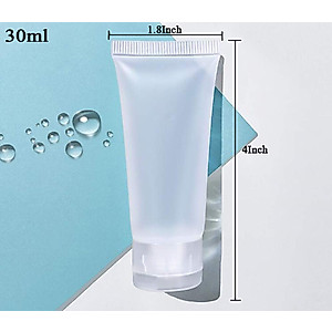 ericotry 24Pcs 30ml (1oz) Empty Translucent Plastic Cosmetic Lotion Tubes Bottles Shampoo Facial Cleaning Bottles Makeup Sample Soft Container Tube Bottle Vial Jar Pot Case with Flip Lid