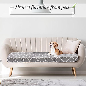 Newwiee 8 Pcs Patio Stretch Sofa Cushion Cover Outdoor Cushion Cover Replacement Patio Furniture Cushions Couch Slipcovers Chair Seat Cover Soft Flexibility Protector (Gray)