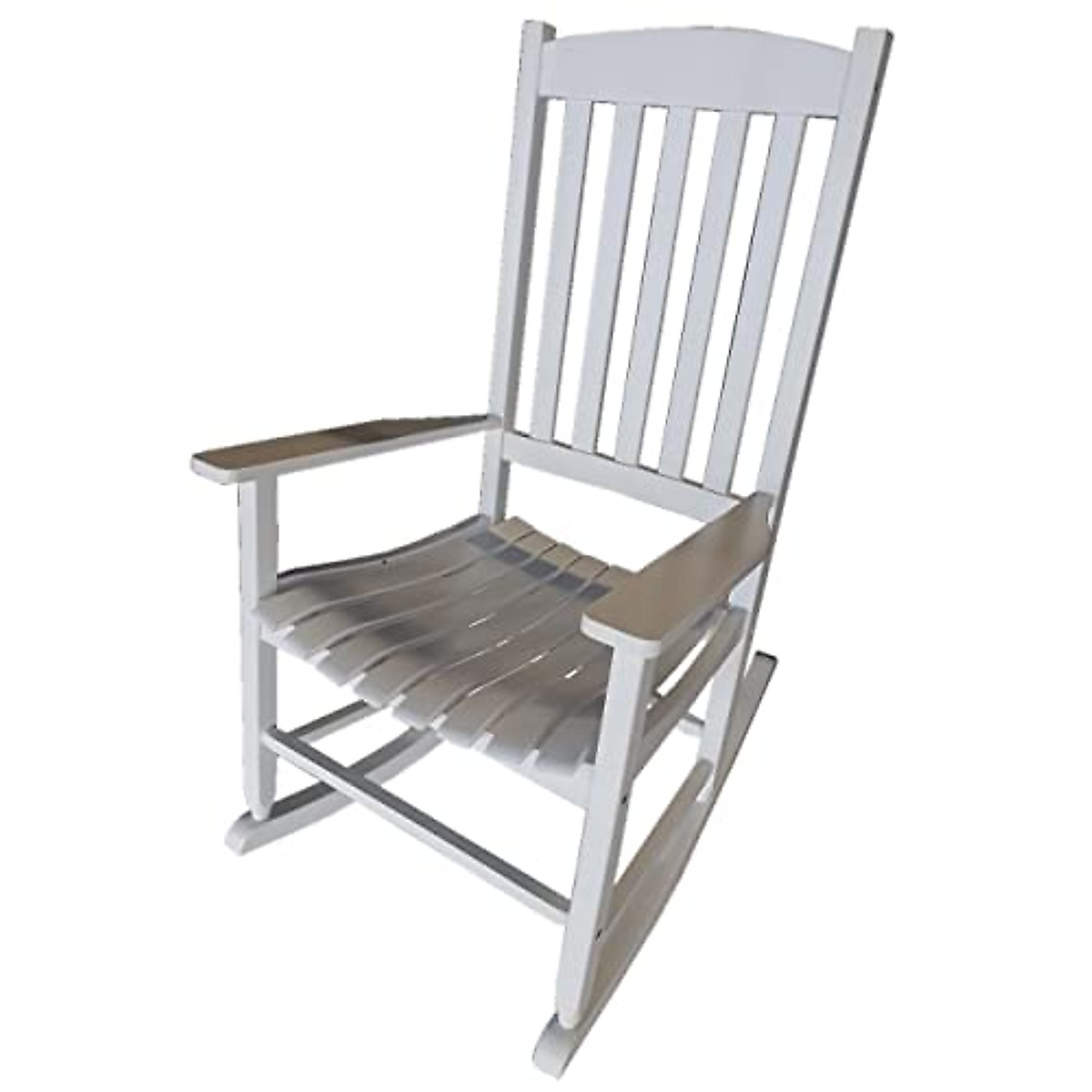 NOrhi Outdoor Wood Porch Rocking Chair, White Color, Weather Resistant Finish