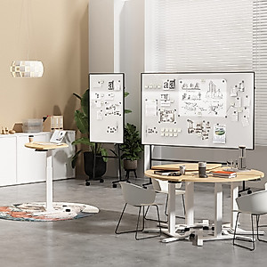 ALFA FURNISHING Electric Height Adjustable Mobile Podium, Multifunctional Rolling Lectern Standing Desk, Portable Laptop Cart with Wheels, Sit Stand Lectern for School Office