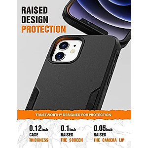 WVM Designed for iPhone 12 Case, Designed for iPhone 12 Pro Case [with 2 Pcs Glass Screen Protector & 2 Pcs Camera Lens Protector] Shockproof Protective Case for iPhone 12/12 Pro 6.1 inch, Black