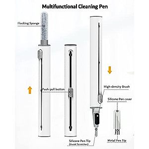 Sampoet 4-in-1 AirPods Cleaner Kit, New Generation Multifunctional Airpods Cleaner with Soft Brush for Earbud, Headphone, Keyboards, Camera, Mobile Phone (White 1 Pack)