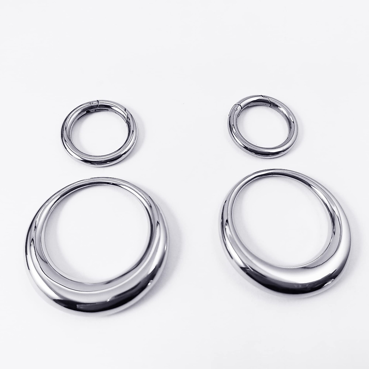 DEWGEM Dangle Gauges for Ears Large Hoops Dangle Ear Plugs Stainless Steel Weighted Ear Hangers for Tunnels Ear Weights Stretching Kits Dangle Gauges Ear Plugs for Women Size 6G(Silver)