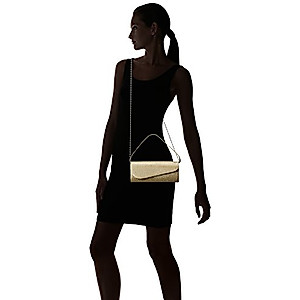 Damara Womens Oblique Flap Glitter Clutch Handbags (Gold)