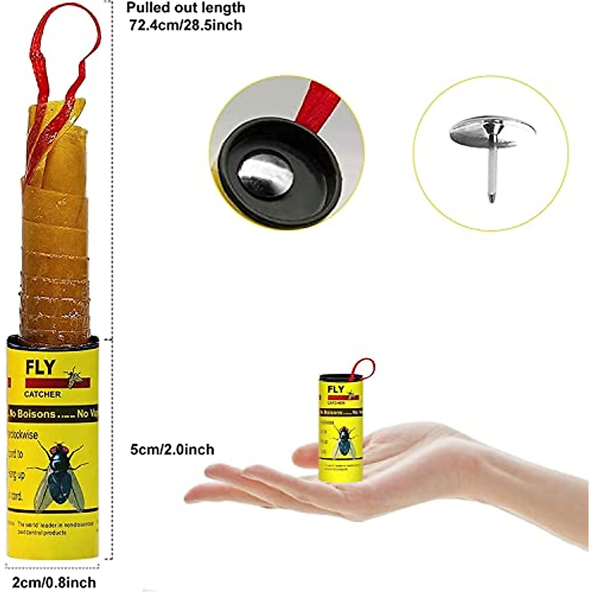 Fly Ribbons Sticky Fly Traps for Kitchen, Fly Strips Catcher Ribbon, Flies Paper Strip Indoor (16Pack)