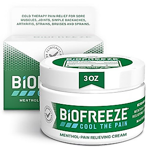 Biofreeze Pain Relief Cream, Knee & Lower Back Pain Relief, Sore Muscle Relief, Neck Pain Relief, Shoulder Pain Relief, Muscle Recovery, FSA Eligible, 3 OZ Biofreeze Menthol Cream