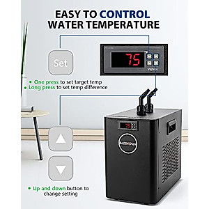 BAOSHISHAN Aquarium Chiller 42gal 1/10 HP Water Cooler Fish Tank Chiller Special Quiet Design Refrigeration Compressor for hydroponics Water weeds Jellyfish Coral Crystal Shrimp (42gal/160L)