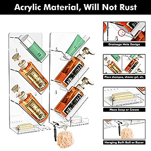 Kamehame 2 Pack Acrylic Shower Shelves, Shower Shampoo Holder, Bathroom Organizer Shower Caddy