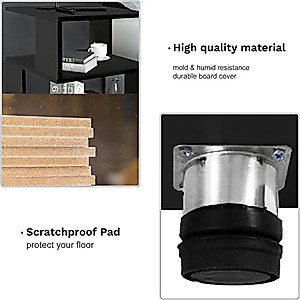 MASAKA B&W - Magic Cube Black Nightstands, Modern Fashion Style - 2 Tier Rectangular Hollow Design Nightstands, Irregular nightstand Table, Black