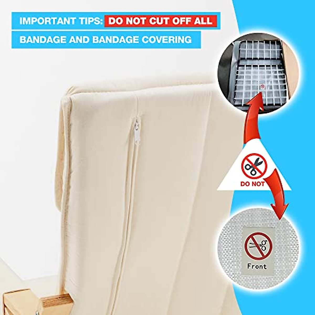 UPHYB Rocking Chair, Rocking Armchair with Fabric Padded Seat,Wooden Based, Adjustable Footrest for Living Room, Bedroom, Balcony, Nursery Room (Beige)