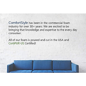 ComfortStyle High Resilience 2.5lb Density Replacement Seat Cushion Upholstery Foam for Sofa or Dining Chair, 2 Inch Thick, (2 x 20 x 82) CertiPUR-US Certified