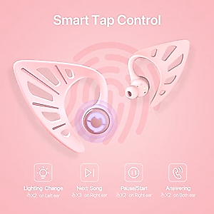YOWU Elf Ear Headphones, Wireless 5.0 Earphones, 10 Colors RGB Effects with App Control, Dual Microphone Noise Reduction, IPX4 Water Resistant, Elf in-Ear Earbuds with Charging Case, Pink