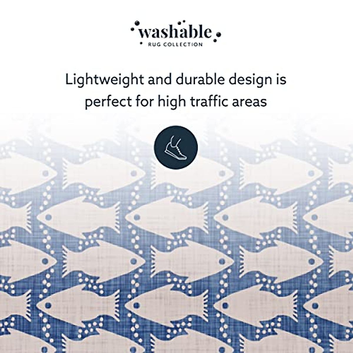 Linon The Anywhere Washable Rug Shayna Ivory/Blue 2' X 8' Runner Rug