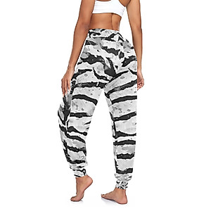 Yasala Harem Pants for Women Tiger Stripes Smocked Waistband Yoga Pants Hippie Palazzo Pants Athletic Workout Pants