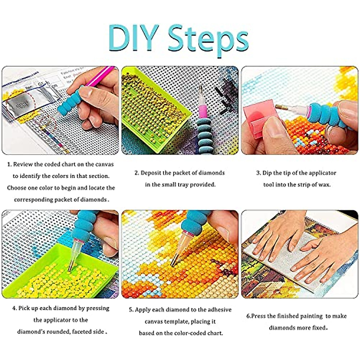 12 Pack Diamond Painting Kits, 5D Diamond Art Kits for Adults Full Drill Diamond Paintings Kit Crafts for Adults Beginners, DIY Beach Diamond Painting Packs Gem Art Home Wall Decor 11.8x15.7in