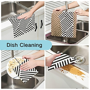 FRODOTGV Geometric Pattern by Stripes Microfiber Drying Towel Kitchen Decorative Kitchen Tea Towel Kitchen Terry Dish Cloths Kitchen Cotton Hand Towels