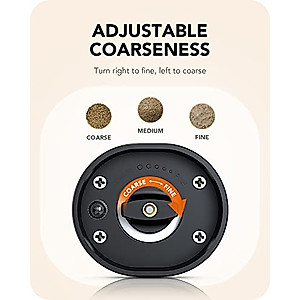 Sangcon Automatic Salt and Pepper Grinder Set, Battery Operated Black Pepper Grinder(without Battery), Kitchen Gadget with White Led Light, Adjustable Coarseness, One-handed Operation, 2 Pack