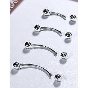 Ocptiy 20G Eyebrow Rook Ring Piercing Jewelry Stainless Surgical Steel Snake Eye Frog Tongue Verticl Lip Labret Ring Curved Barbell Belly Button Navel Daith Earring Piercing Jewelry Women Men Silver