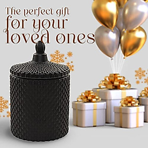 Pretty Lit Scents Mancave Luxury Scented Candles | Cedarwood &amp; Mahogany Candles for Men | Coconut Wax &amp; Essential Oils | Black Candles for Home Scented | Gifts for Men | 84 Hr Burn Time (12oz)