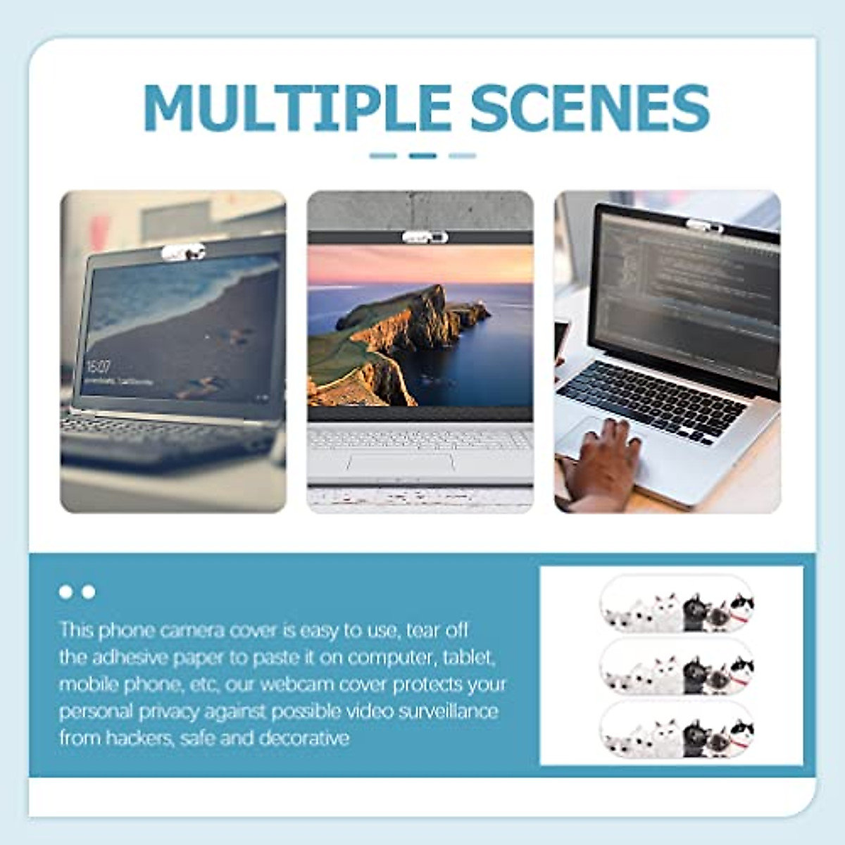 Mobestech Web Cam Computer Camera Phone Camera Cover 3pcs Laptop Camera Cover Slide Phone Camera Cover Cat Pattern Laptop Webcam Cover Computer Camera
