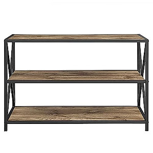 Beyideal 3 Tier Open Shelf Industrial Wood Metal Bookcase Home Office Storage, 40 Inch, Barnwood