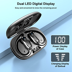 for OnePlus 9 Bluetooth 5.1 Headphones with Dual LED Digital Display 42Hrs Playtime, IP7 Waterproof Running Headphones with Earhooks & Mic