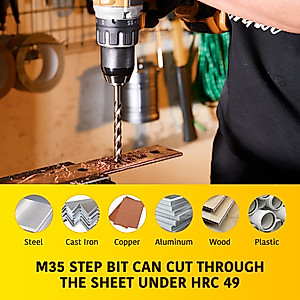 Anfrere 21pcs Cobalt Drill Bits Set, M35 Drill Bits for Cutting Hard Metal Hardened Steel Wood, 3 Flute 1/16 to 3/8 Inch Twist Drill Bit Set for Corded or Cordless Power Drills Home Tools, 1021