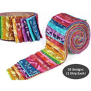 Soimoi 40Pcs Batik Print Cotton Precut Fabrics for Quilting Craft Strips 2.5x42inches Jelly Roll - Red