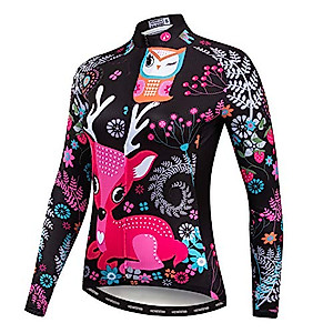 Cycling Long Sleeve Jersey Women Mountain Bike Jersey Shirts Road Bike Clothing MTB Tops Sportswear Blouse Fall Spring Beer Black Size XL