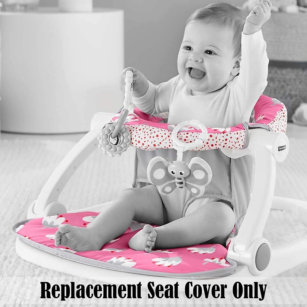 Replacement Part for Fisher-Price Sit-Me-Up Floor Seat - GBL23 ~ Replacement Seat Cover in Pink and White