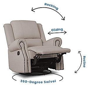 Delta Children Dylan Nursery Recliner Glider Swivel Chair, Flax