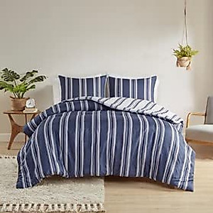 CinchFit USA Quahog Bay Universal V Berth Navy Stripe Duvet Cover & 2 Shams (Universal V Berth)