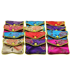 MorTime Jewellery Jewelry Silk Purse Pouch Gift Bags, Multiple Colors, Pack of 12 (Large,4"x4.7")