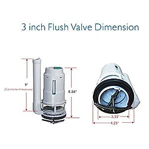 3 inch Dual Flush Valve Replacement for One Piece Toilet Repair Kit Parts Tank Drain (3.18”-3.5”),A2201