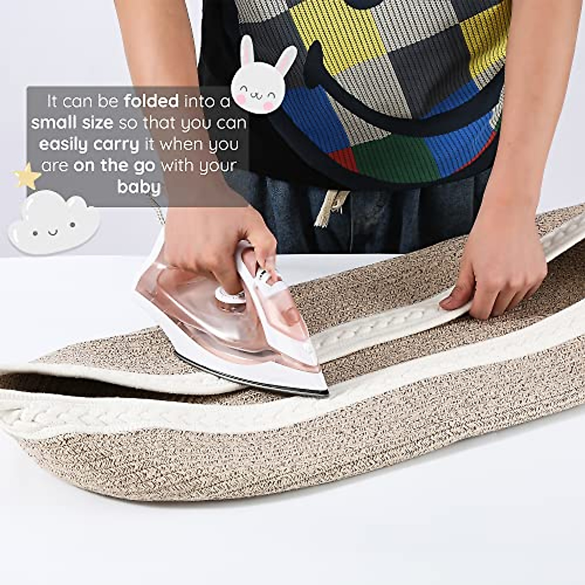 LDVINE Baby Changing Basket - Diaper Caddy Organizer Moses Diaper Basket Table Dresser Nursery Topper, Waterproof Foam Pad Storage Woven Bin Included