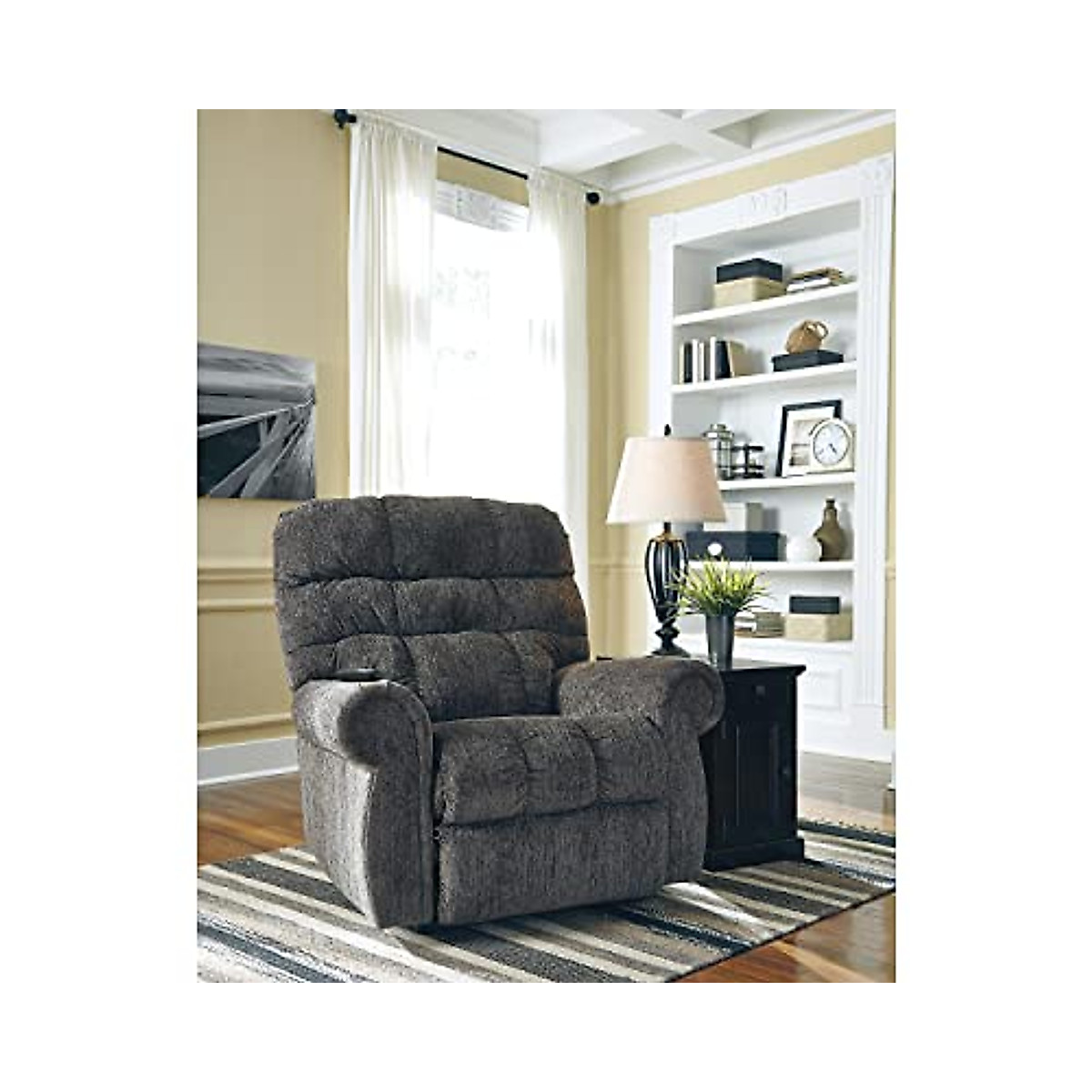 Signature Design by Ashley Ernestine Power Lift Adjustable Oversized Recliner for Elderly, Gray