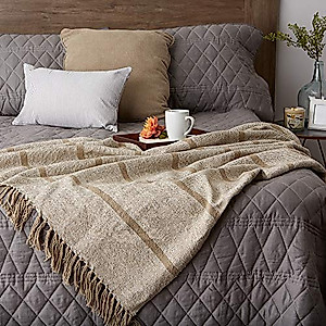 DII Stone Stripe Homespun Throw, 50x60 with 2.5" Fringe