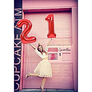 40 Inch Red Large Numbers Balloons 0-9, Number 3 Digit 3 Helium Balloons, Foil Mylar Big Number Balloons for Birthday Party Anniversary Supplies Decorations